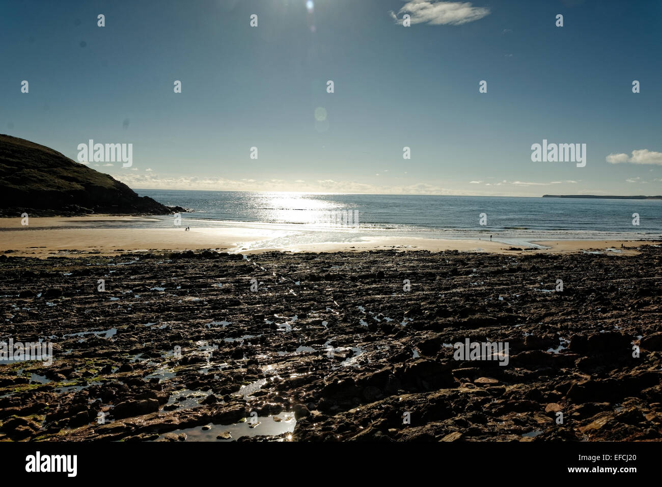 Manorbier, Pembrokeshire, Wales has a large beautiful sweeping bay and ...