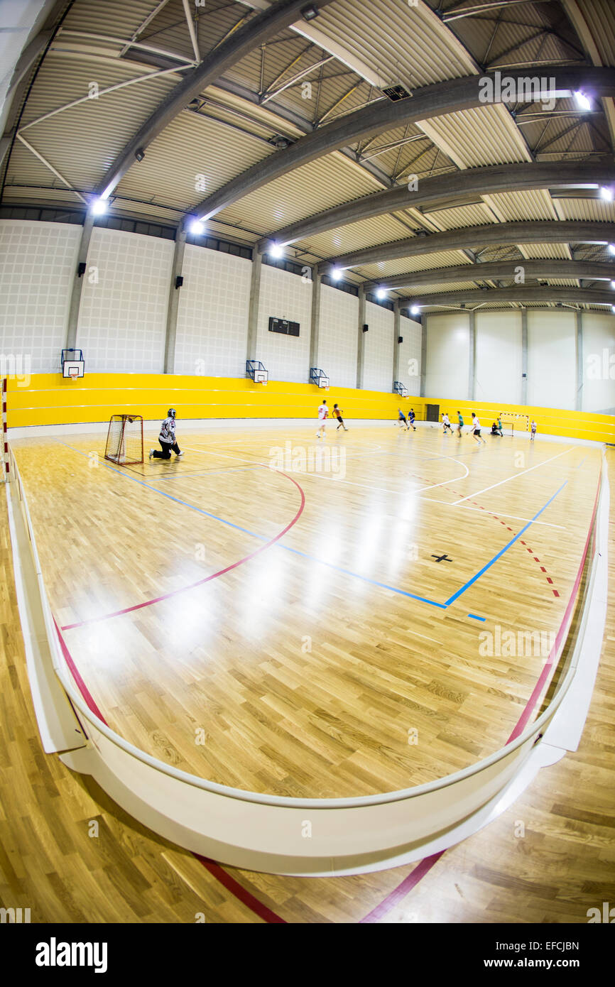 interior of a modern multifunctional gymnasium with young people Stock ...