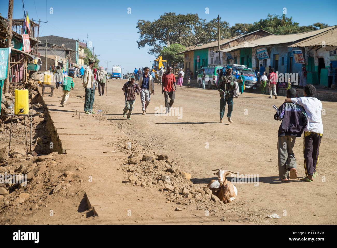 poor Ethiopian village houses in May Tsemre, near Simien mountains ...