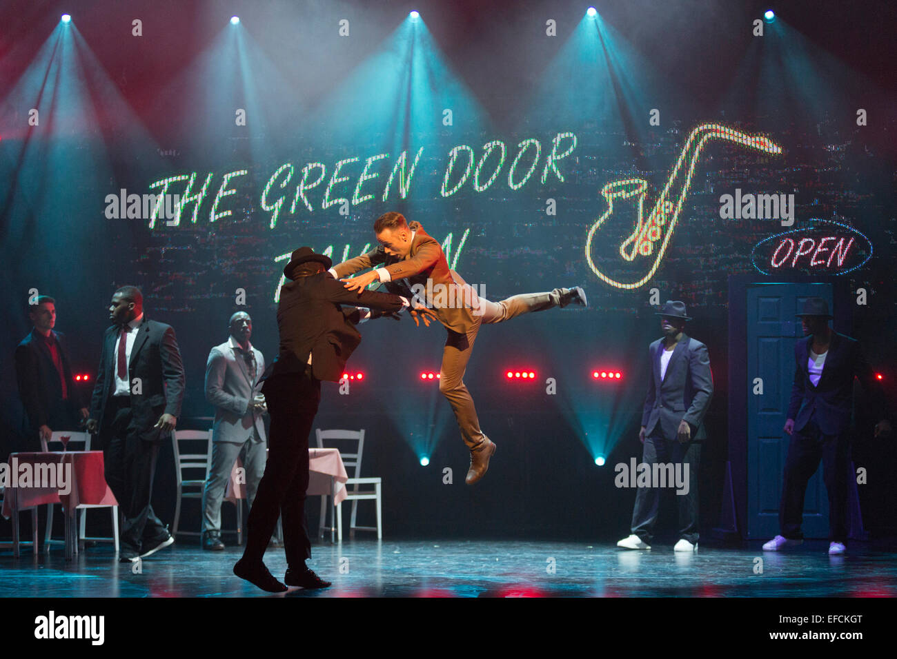 Kevin Clifton (Strictly Come Dancing) with members of Flawless. The ...