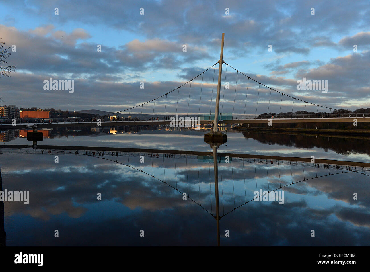 The Peace Bridge and River Foyle, Londonderry (Derry), Northern Ireland ...