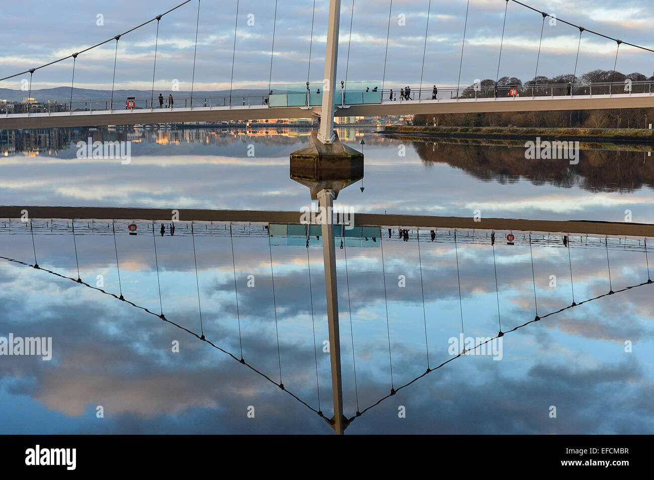 The Peace Bridge and River Foyle, Londonderry (Derry), Northern Ireland ...