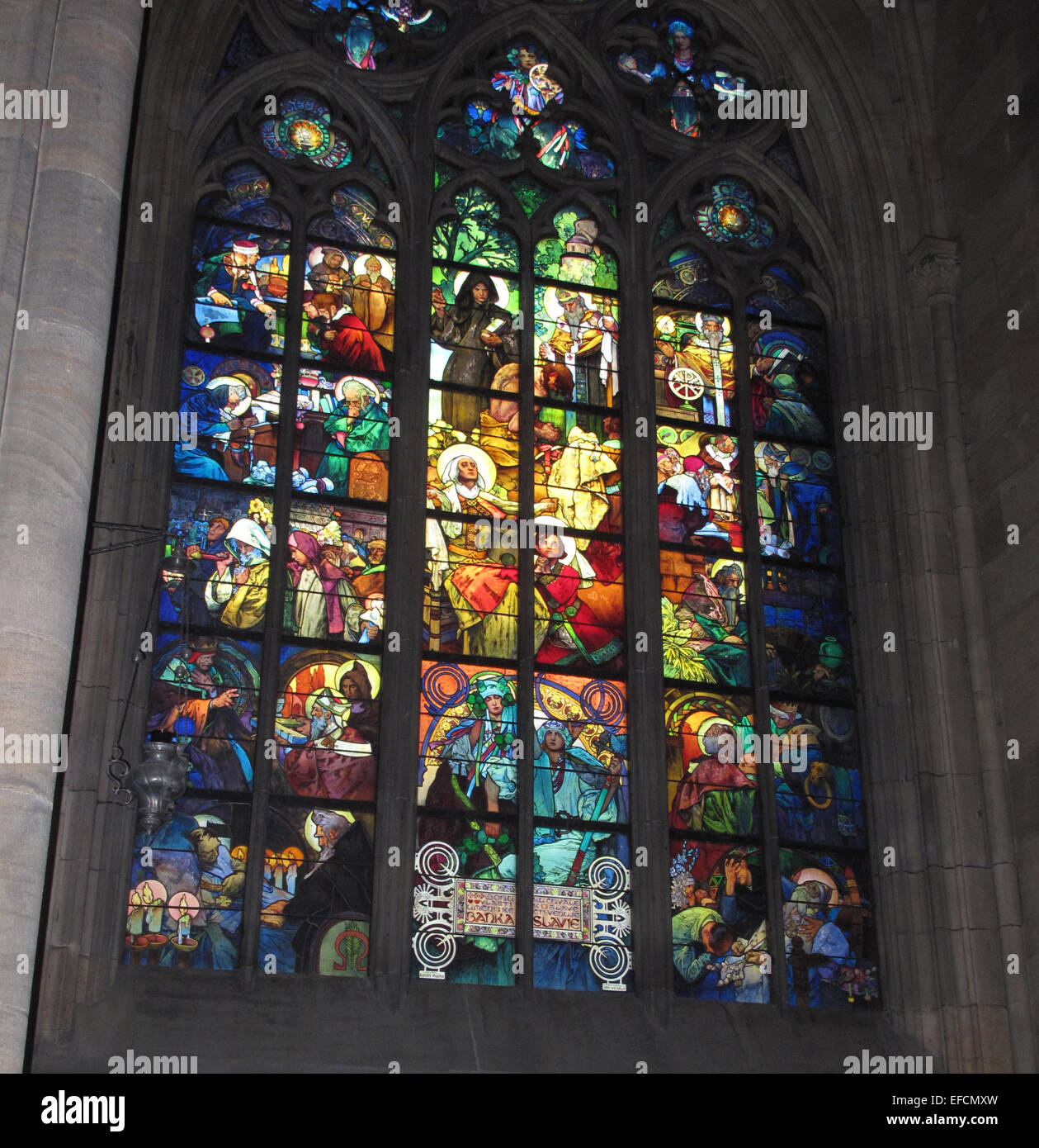 Stain Glass Window in Prague Stock Photo - Alamy