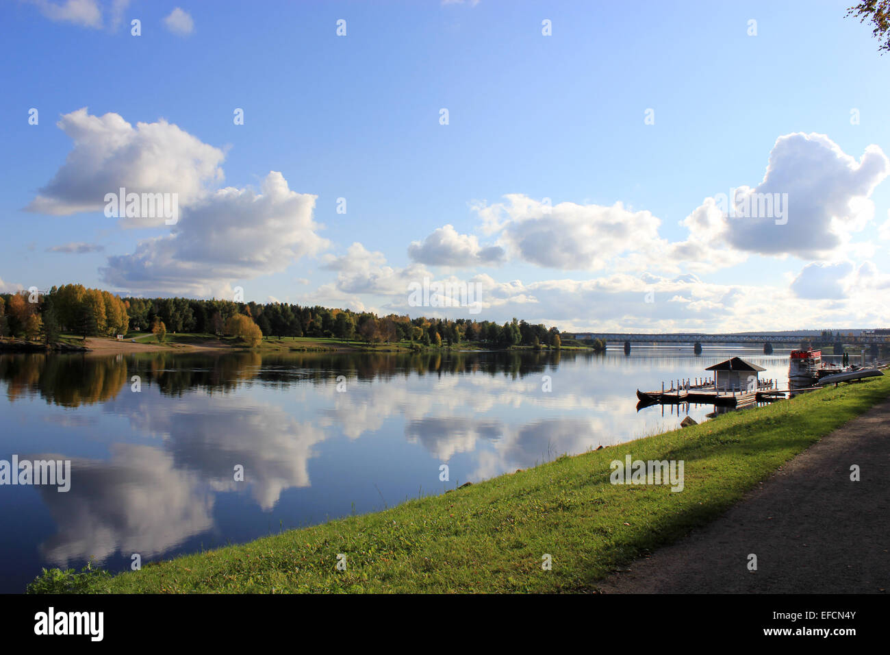 Kemijoki, a river, in northern Finland. This picture is taken in a town ...