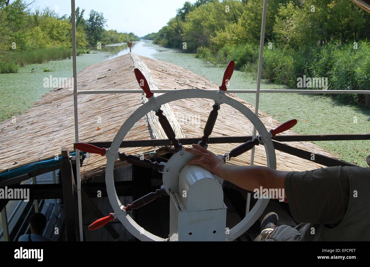 Tourist boat sailing the old riverbed of the Bega. Old Bega is a ...