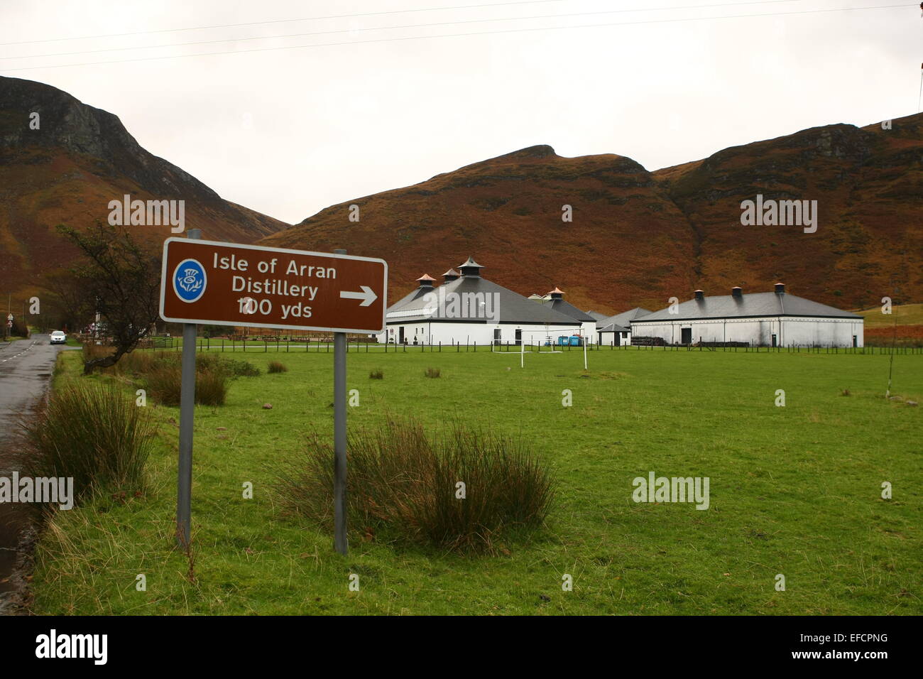 The Isle of Arran whiskey distillery in autumn. Lochranza,Isle of Arran ...