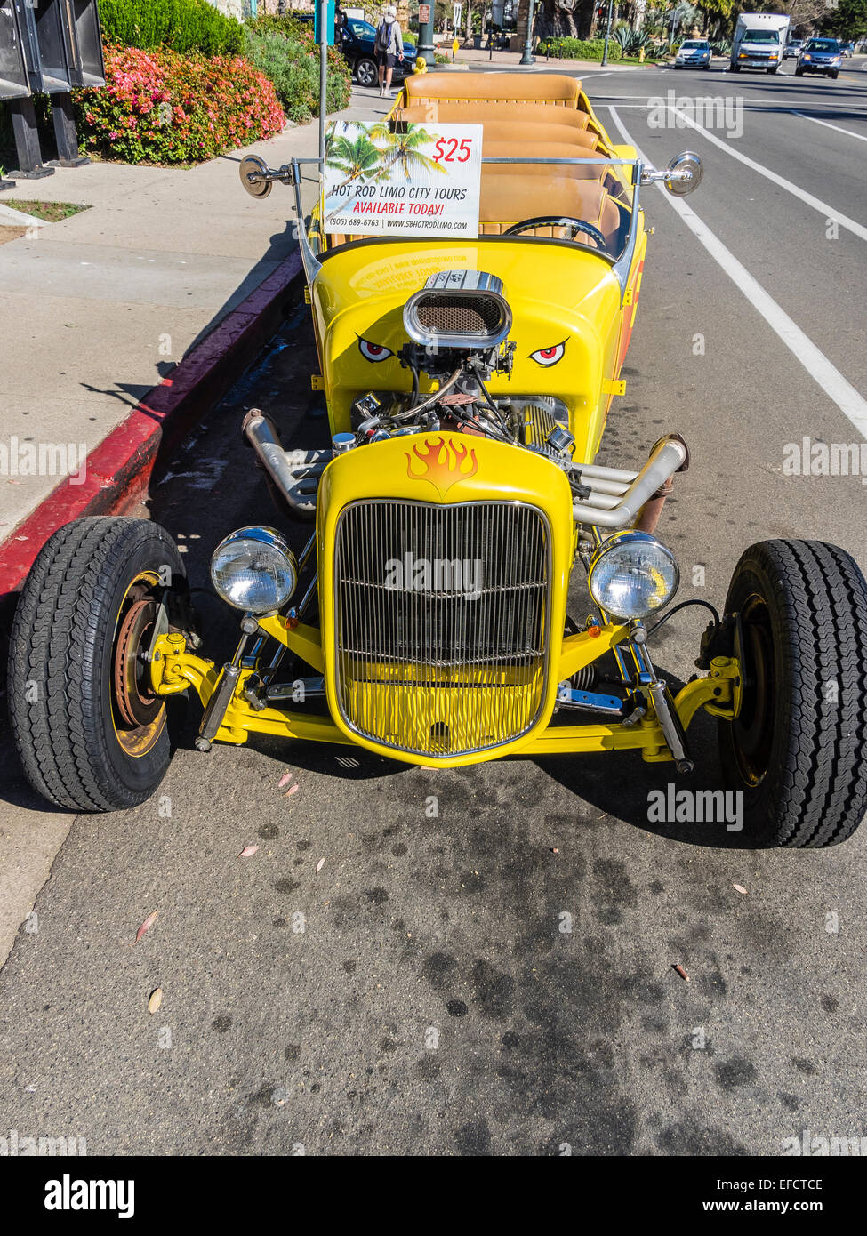 The ten passenger "Hot Rod Limo" parked by the beach waiting for ...