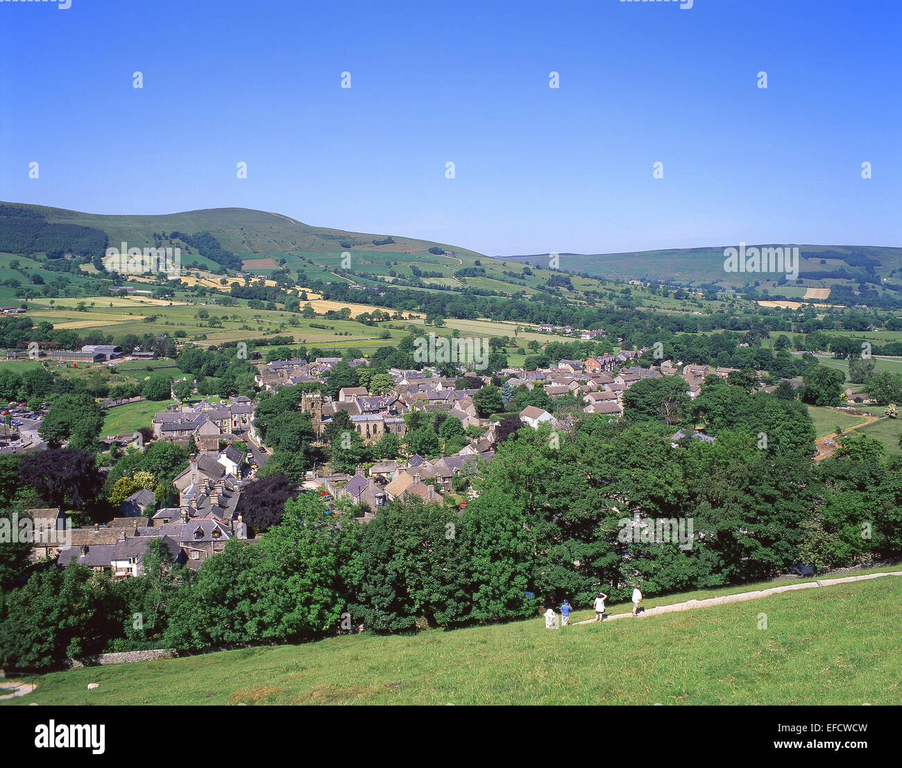 Village view from Peveral Castle, Castleton, Peak District National ...