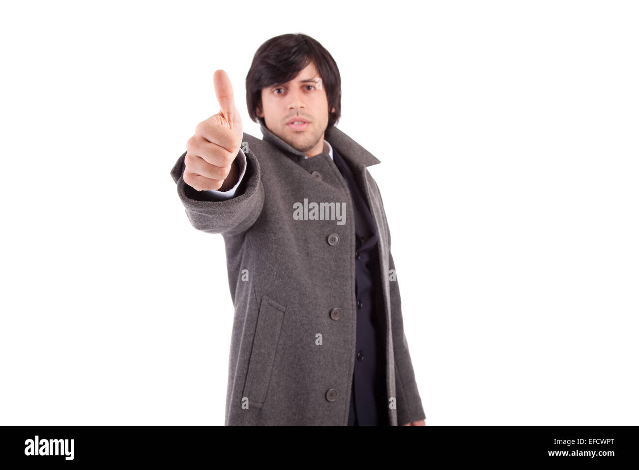 Business man showing thumb up, focus on finger Stock Photo - Alamy
