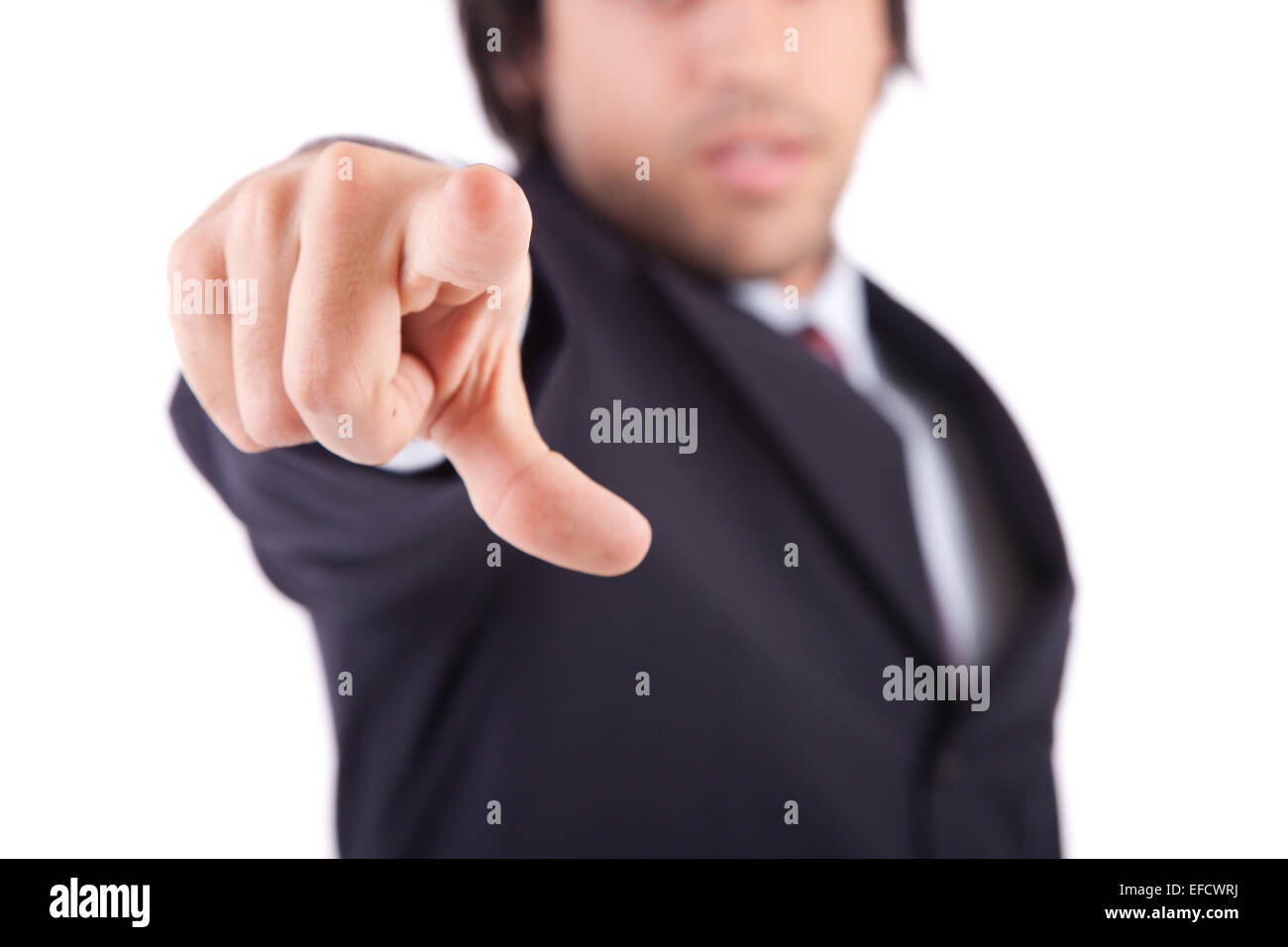 Business man, pointing forward - focus on finger Stock Photo - Alamy