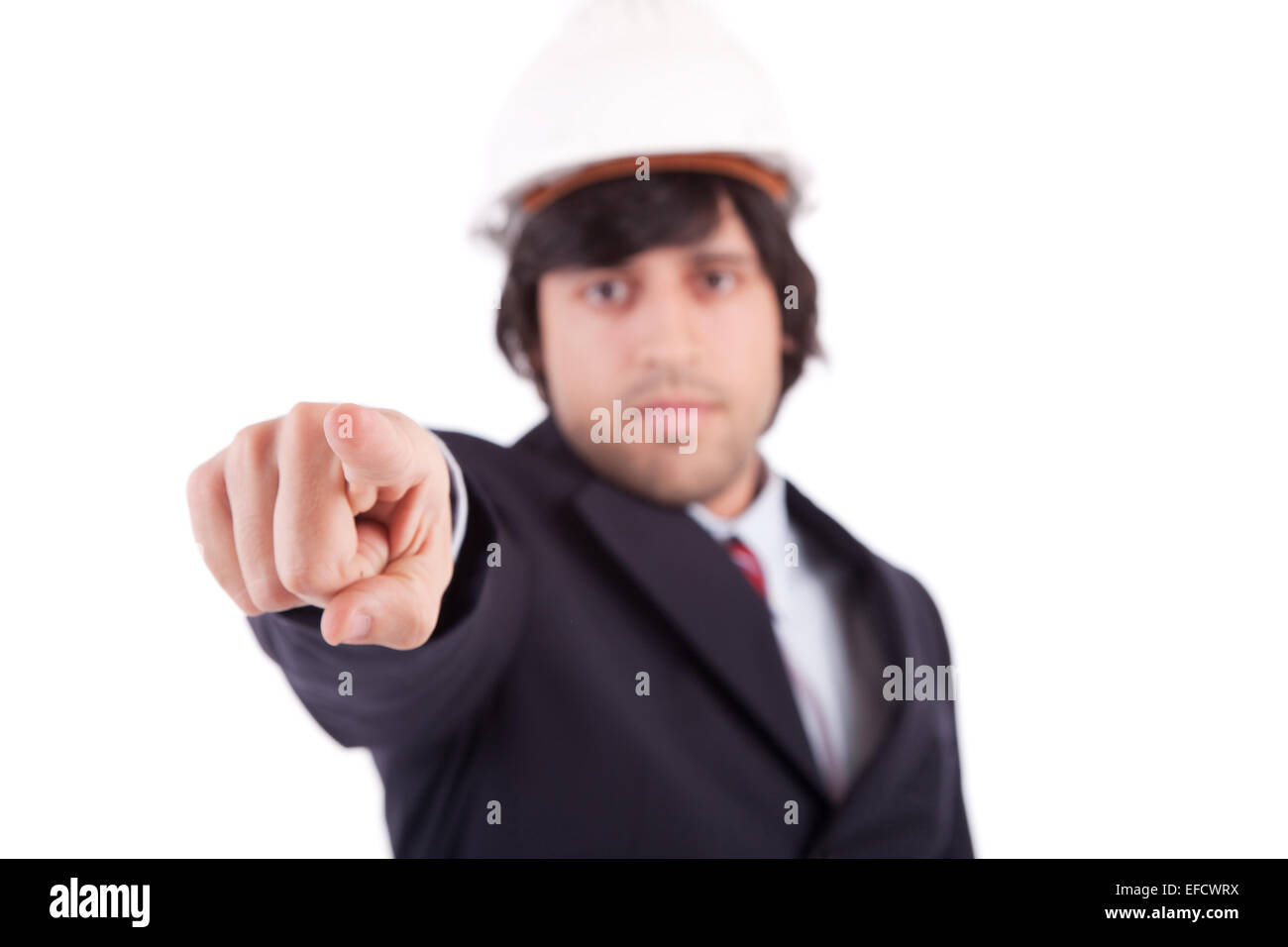 Business man, pointing forward - focus on finger Stock Photo - Alamy