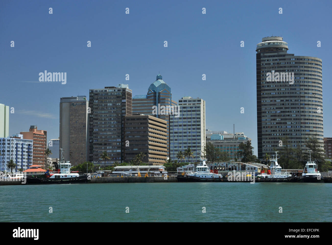 Landscape, cityscape, buildings, Durban harbour, tugboat dock, downtown ...