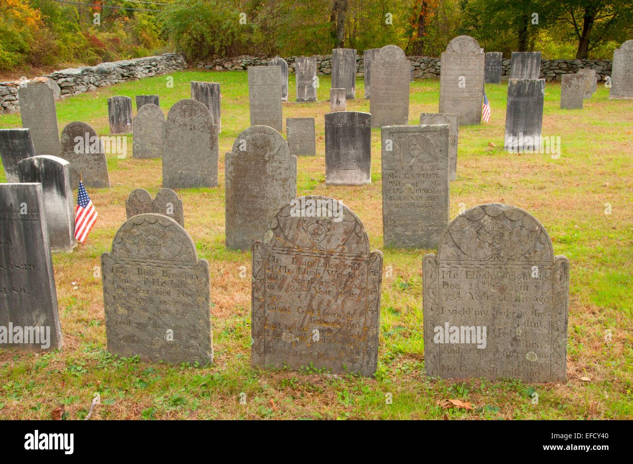 Graveyard, Silver Street Cemetery, Coventry, Connecticut Stock Photo ...