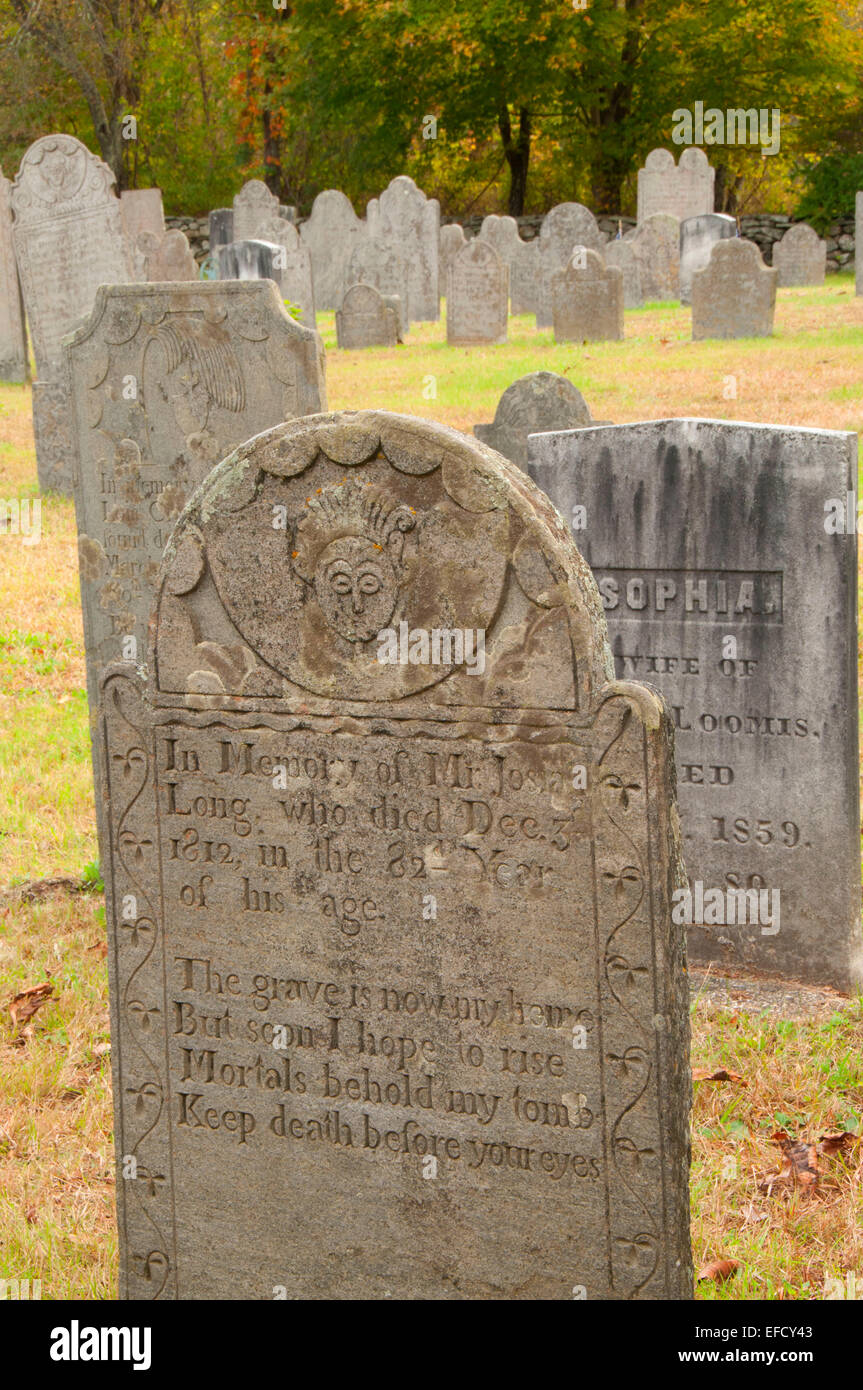 Graveyard, Silver Street Cemetery, Coventry, Connecticut Stock Photo ...