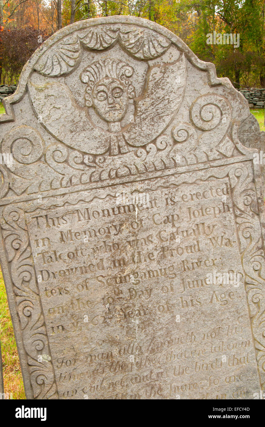 Headstone, Silver Street Cemetery, Coventry, Connecticut Stock Photo ...