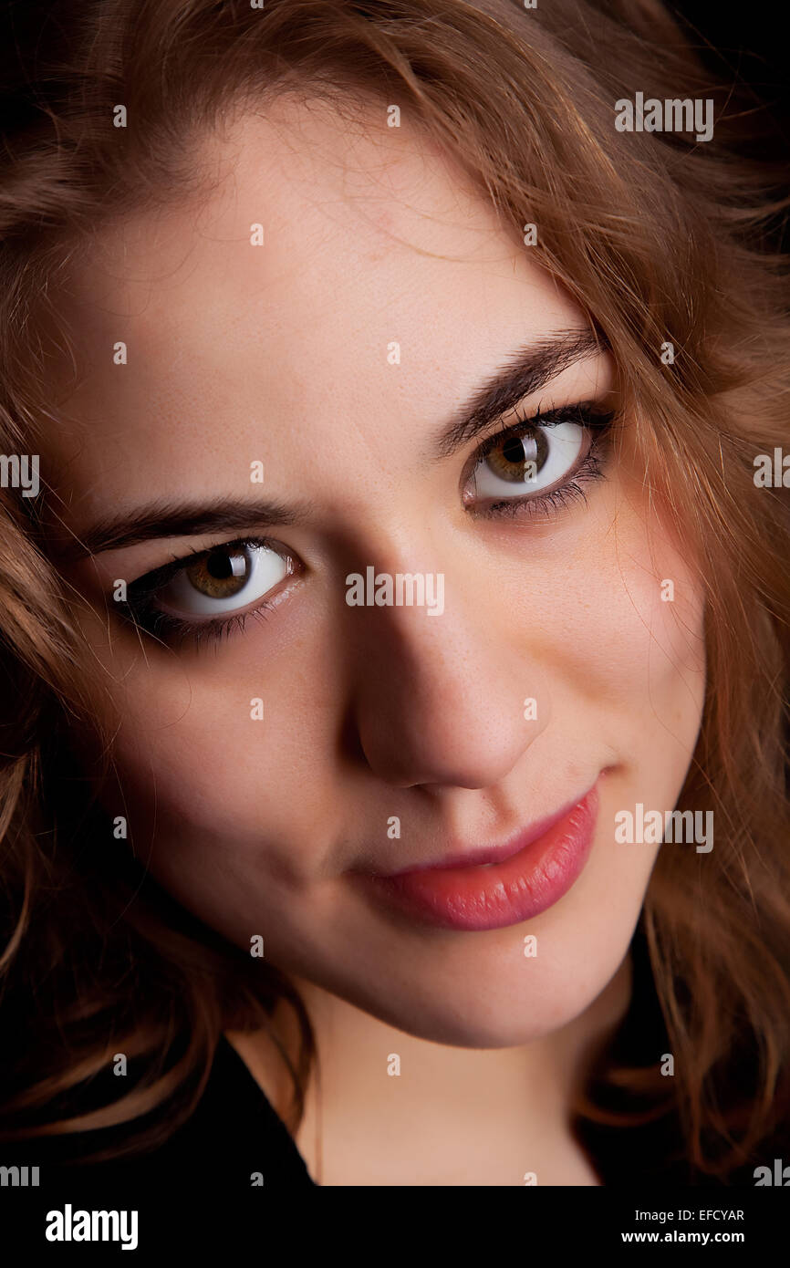 Low key shot - Beautiful woman portrait Stock Photo - Alamy