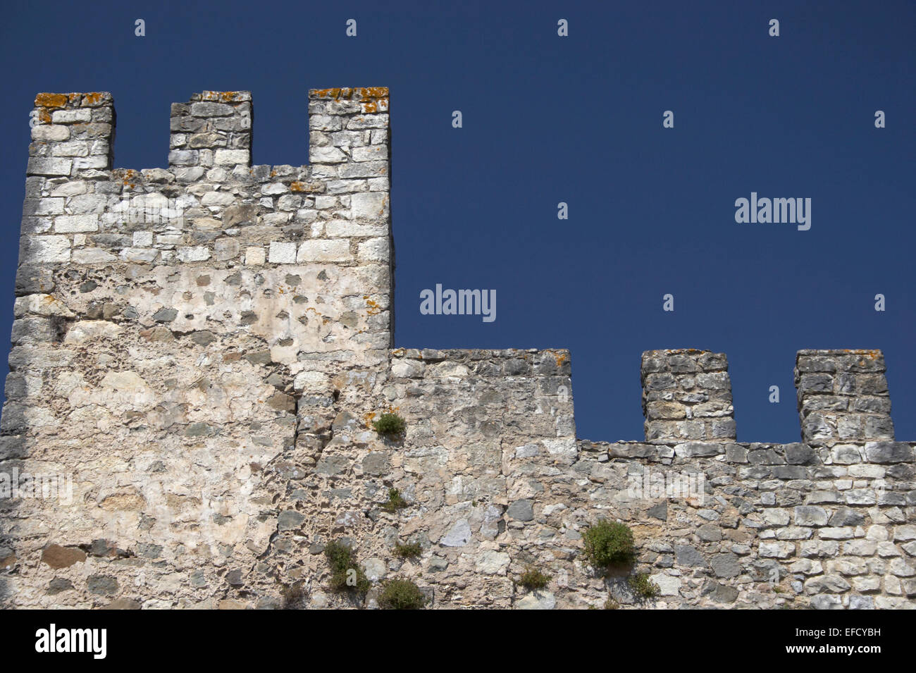Castle wall and defensive tower, isolated Stock Photo - Alamy