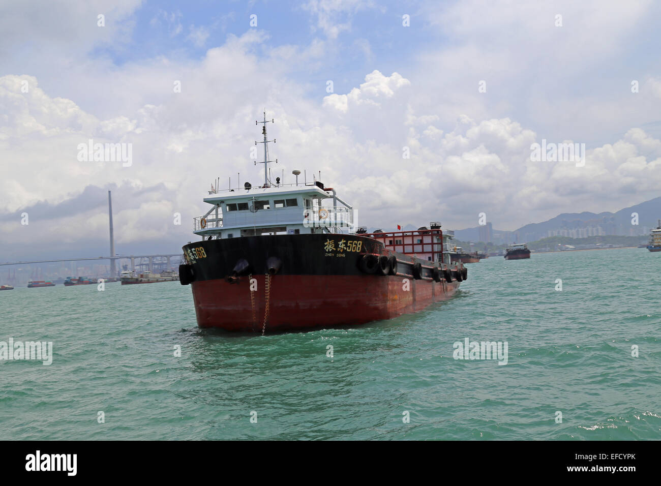 A Chinese Cargo Ship in Victoria Harbor, Hong Kong Stock Photo - Alamy
