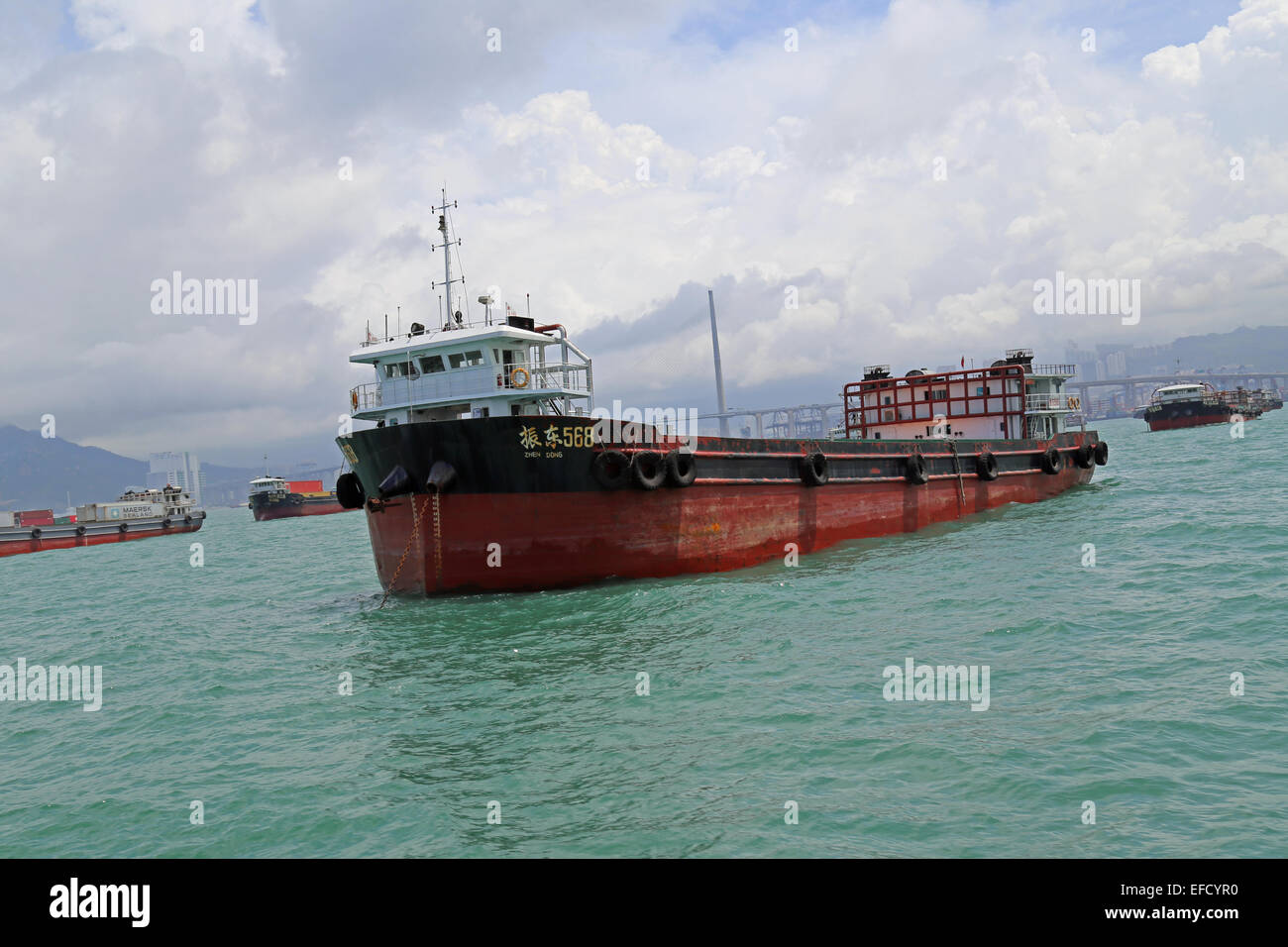 A Chinese Cargo Ship in Victoria Harbor, Hong Kong Stock Photo - Alamy