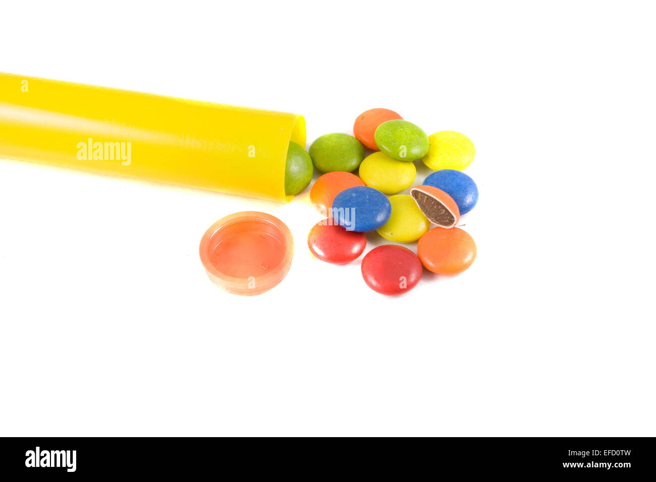 Pile of colored smarties, isolated over white background Stock Photo ...
