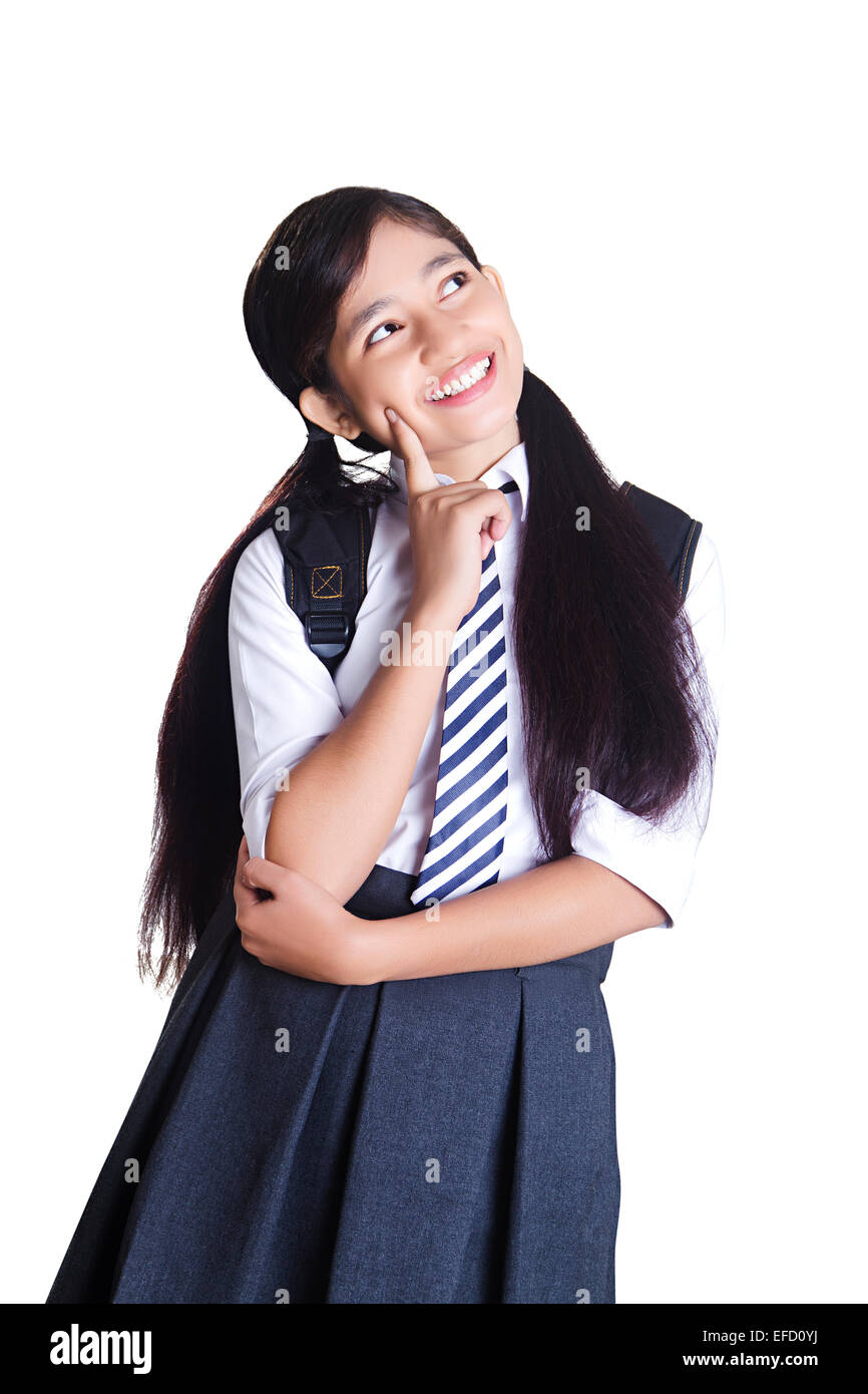 1 indian girl school student thinking Stock Photo - Alamy
