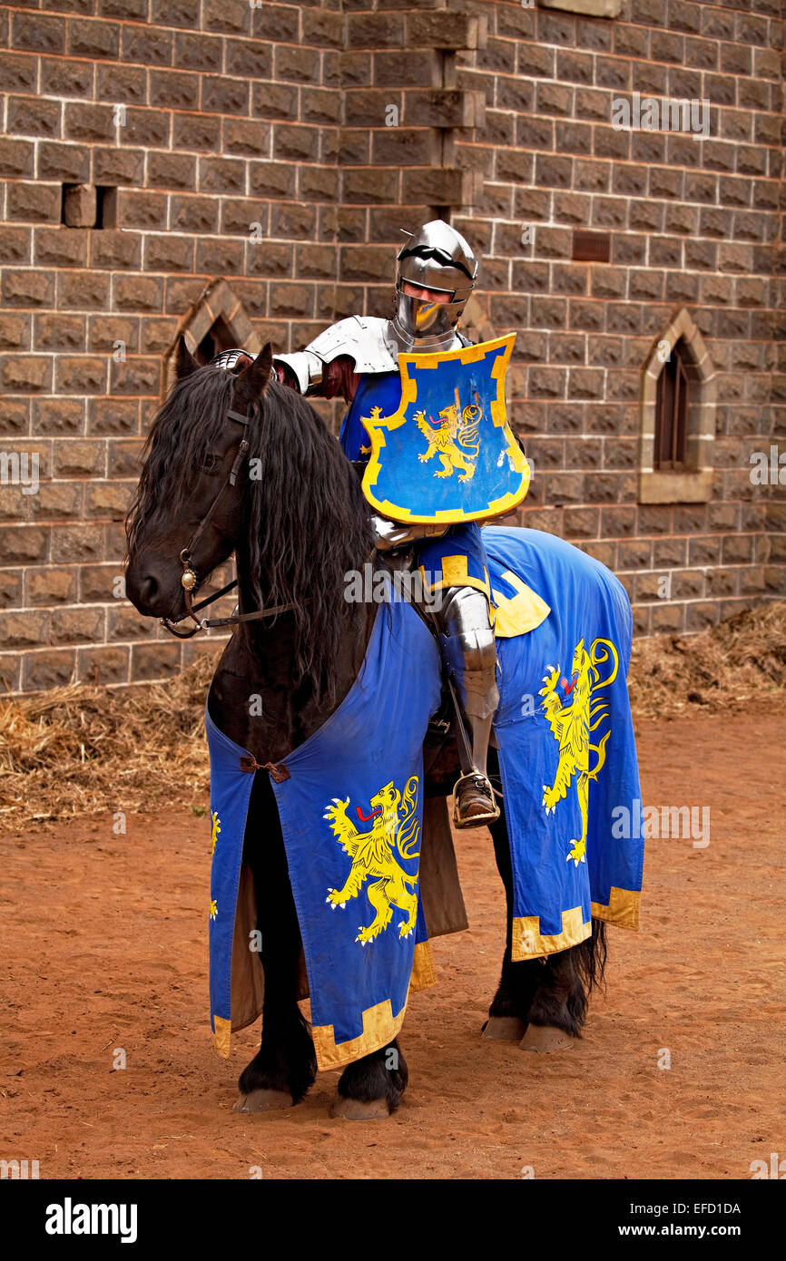 Ballarat Australia / A knight on horseback.Kryal Castle is an medieval ...