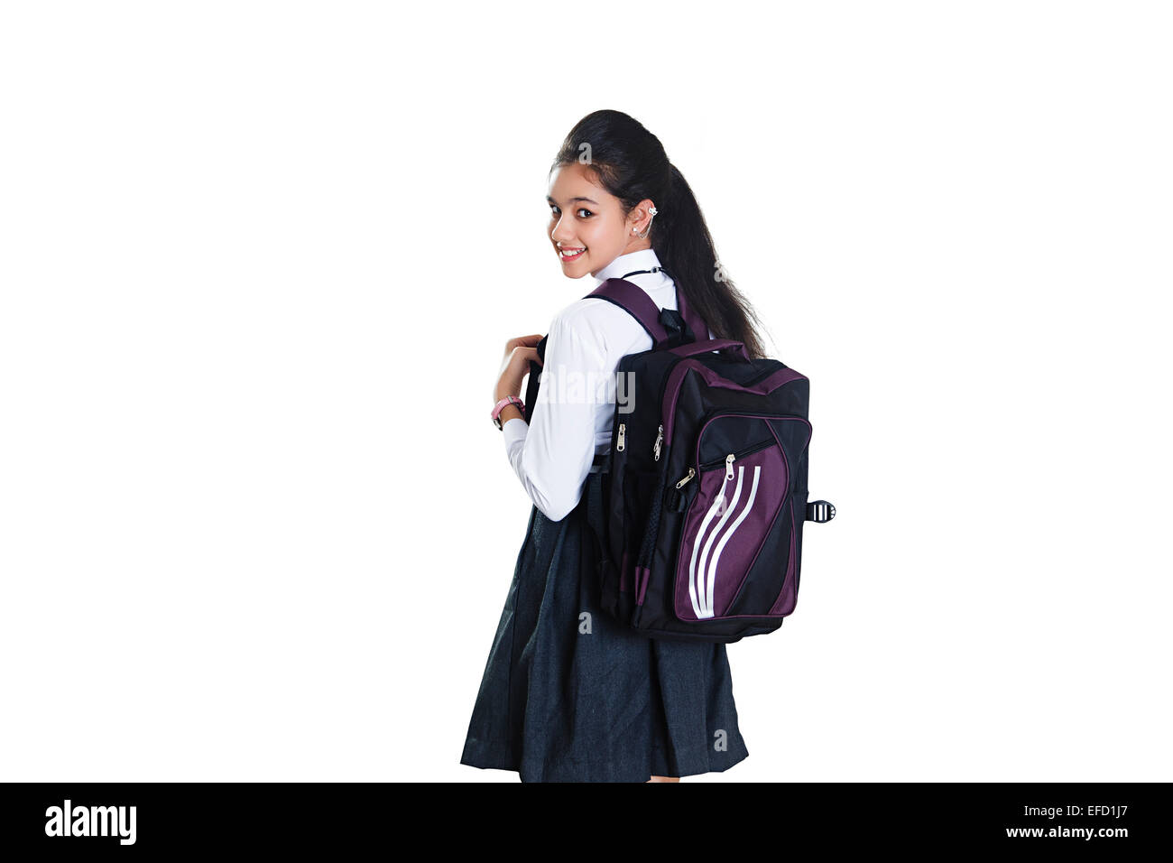 School girl back view uniform hi-res stock photography and images - Alamy