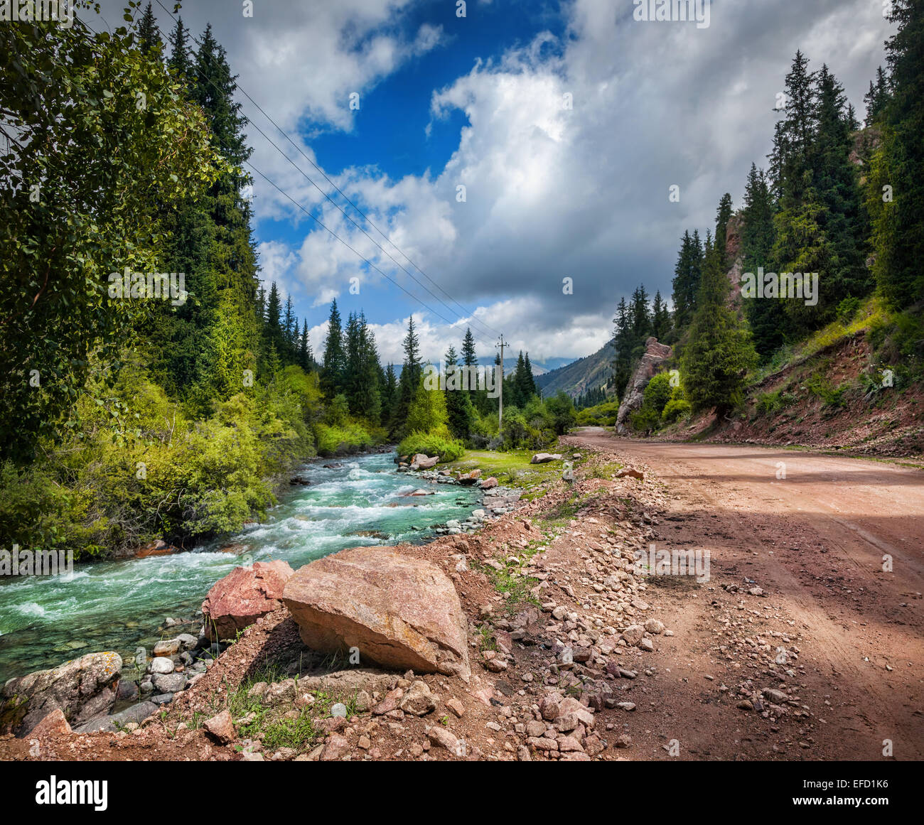 Mountain river in Gregory gorge in Kyrgyzstan, Central Asia Stock Photo ...