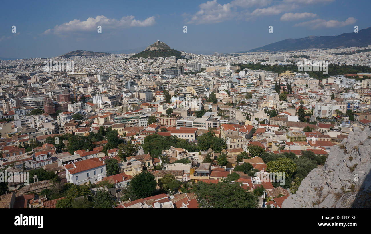 Panorama view of Athens city view from Acropolis, Greece Stock Photo ...