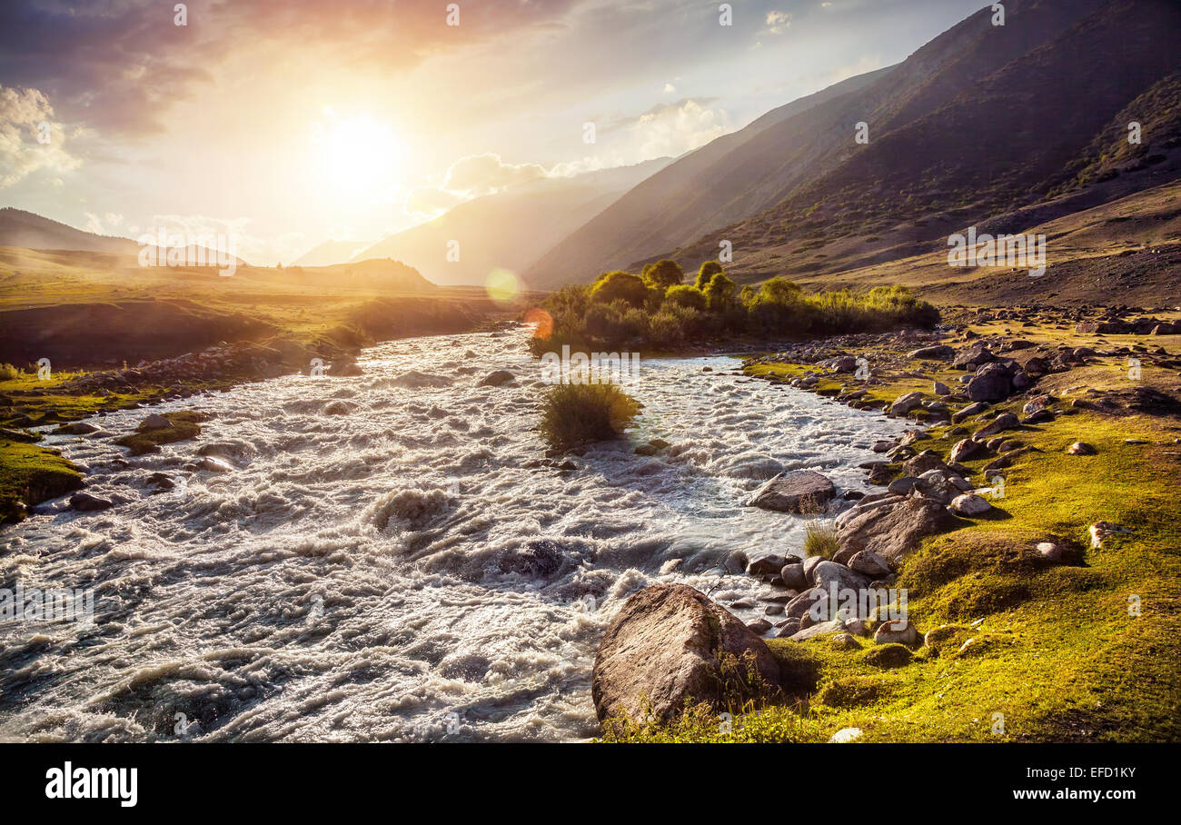 Mountain river in Gregory gorge in Kyrgyzstan, Central Asia Stock Photo ...