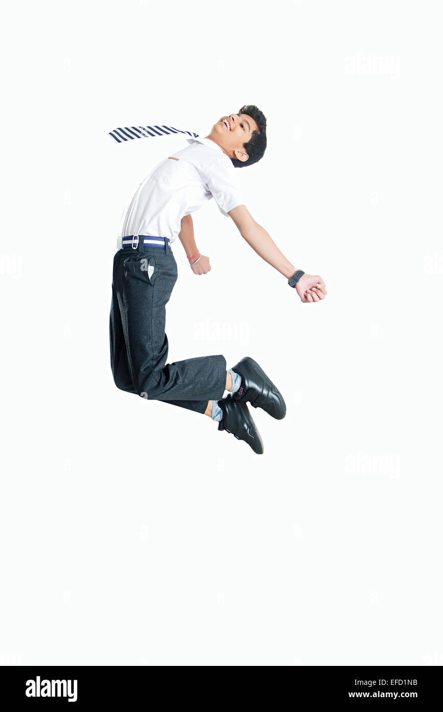 1 indian boy school student Jumping Stock Photo - Alamy