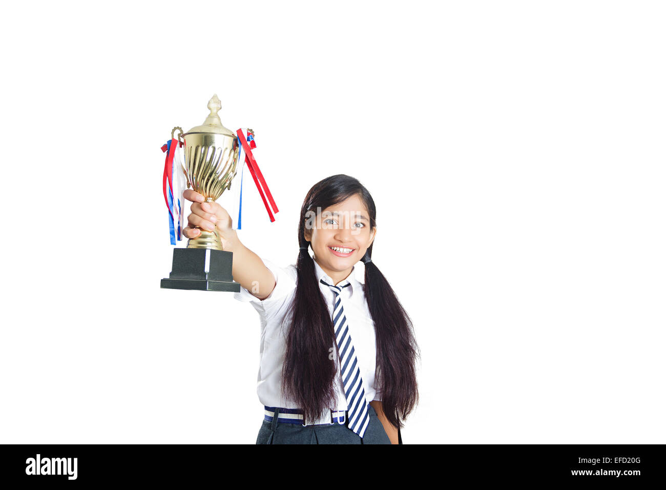 Indian school girl victorious hi-res stock photography and images - Alamy