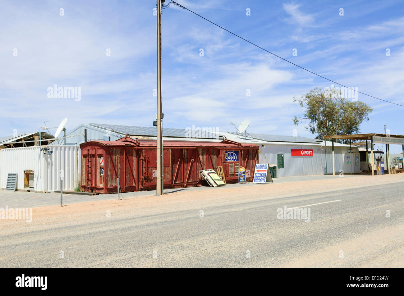 Old Train Carriage used as a Shop, Marree, South Australia Stock Photo ...