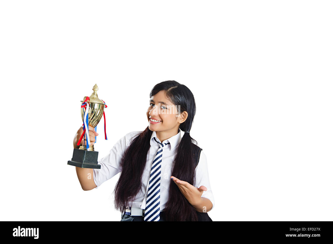 Indian school girl victorious hi-res stock photography and images - Alamy