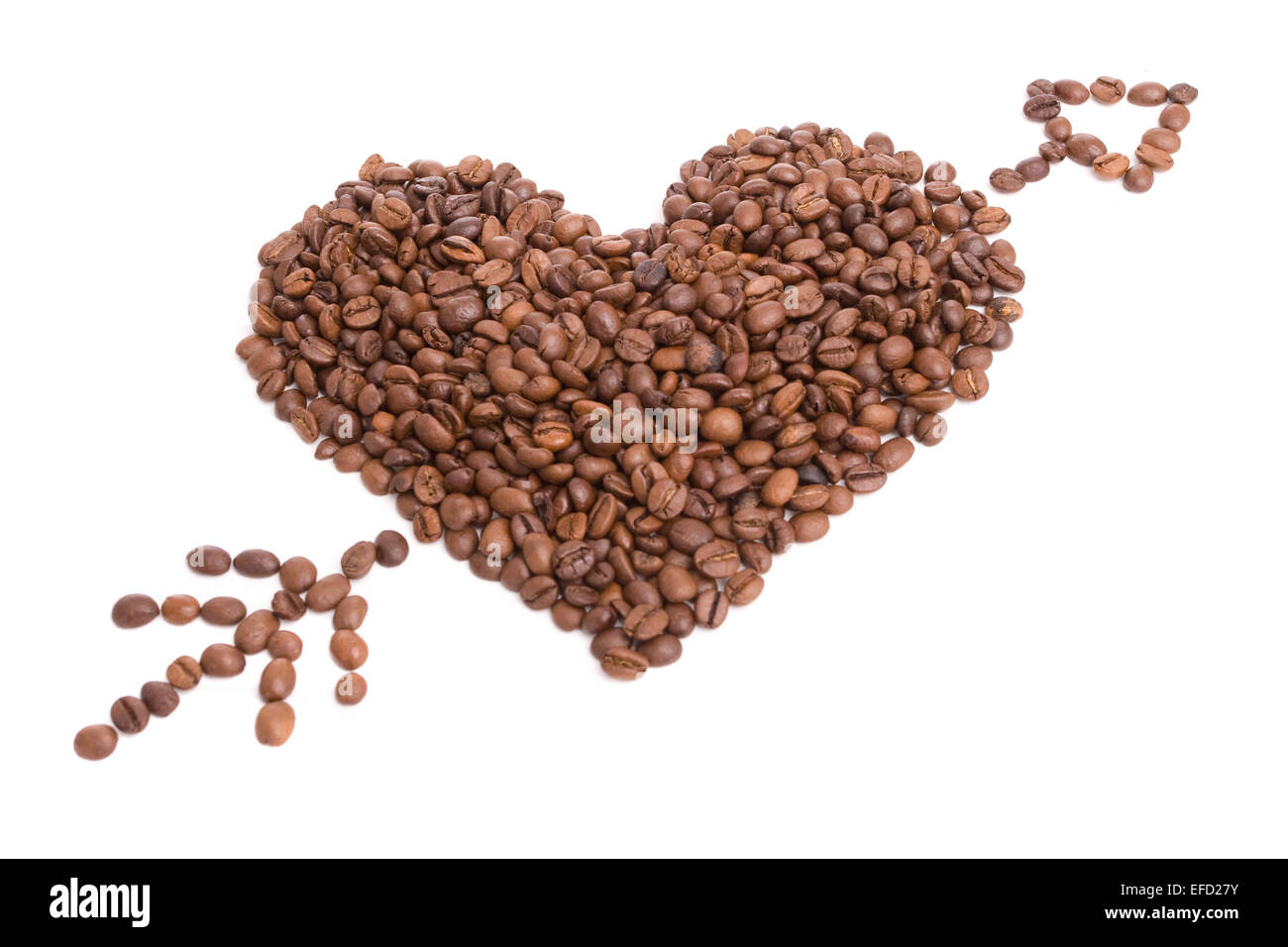 heart made of coffee beans, isolated over white Stock Photo - Alamy