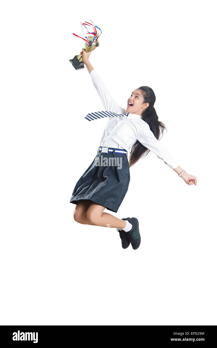 1 indian girl school student Victory Trophy Stock Photo - Alamy