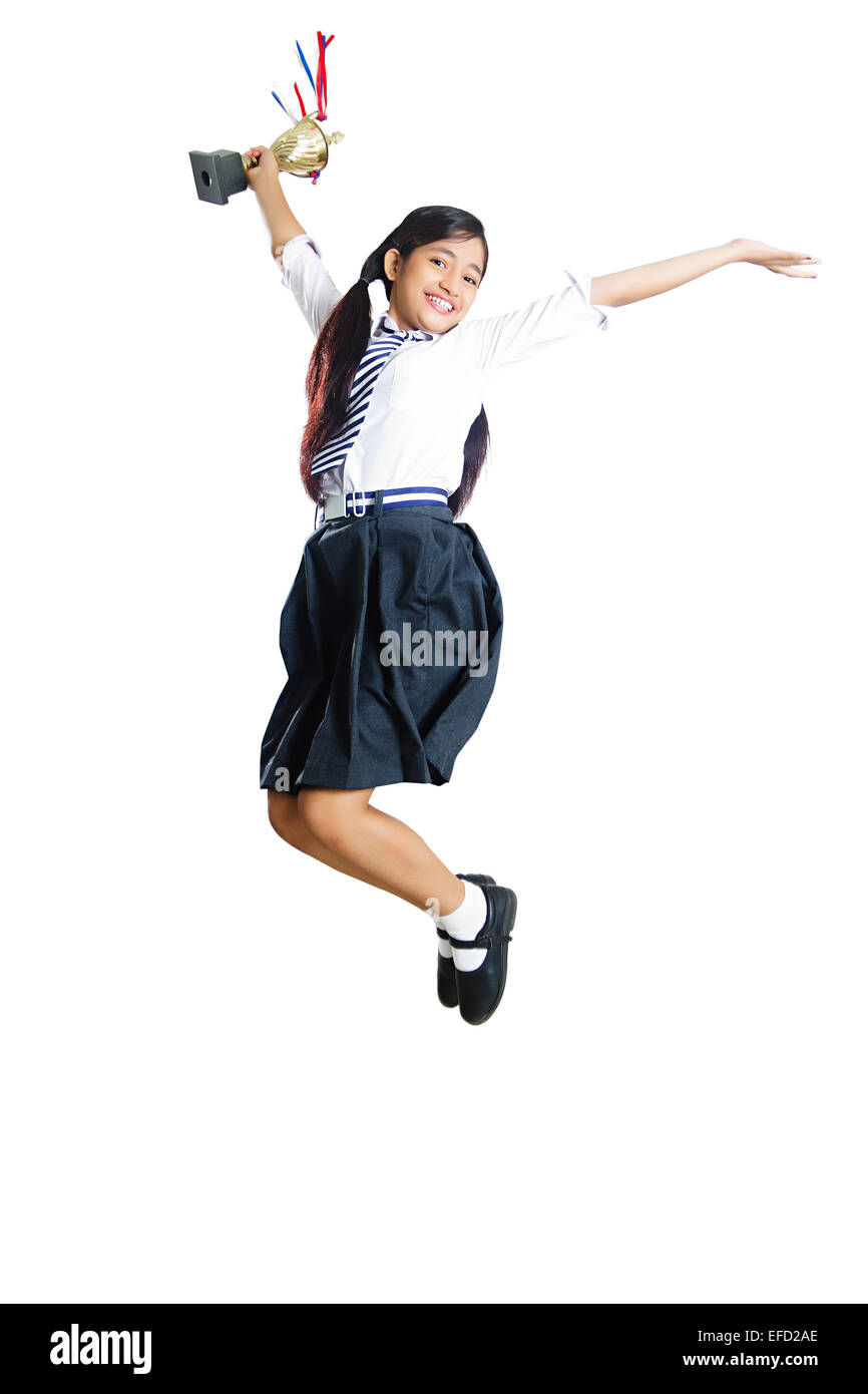 1 indian girl school student Victory Trophy Stock Photo - Alamy