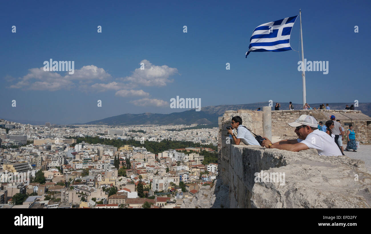 Panorama view of Athens city view from Acropolis, Greece Stock Photo ...