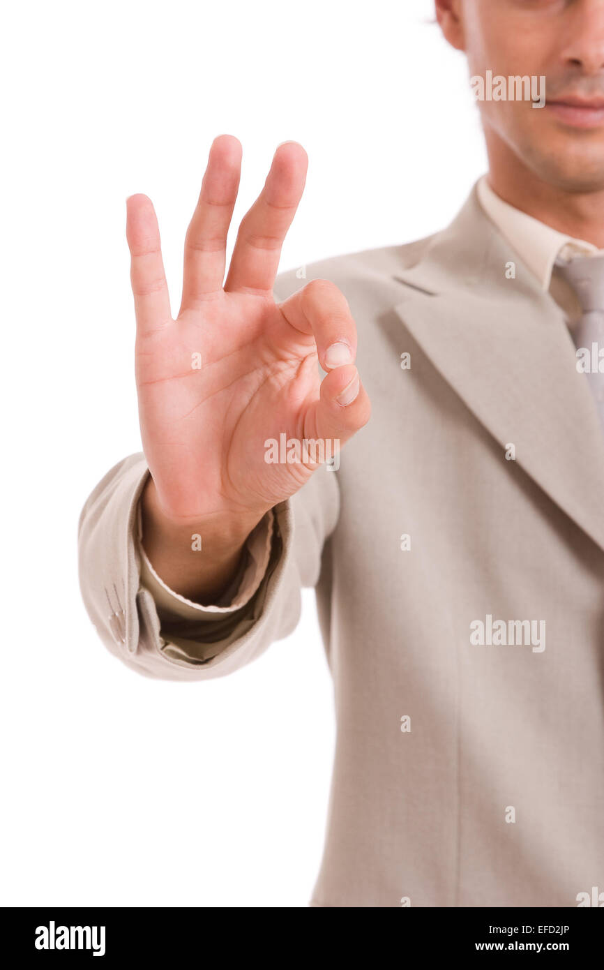 Business man signaling ok - focus on finger Stock Photo - Alamy