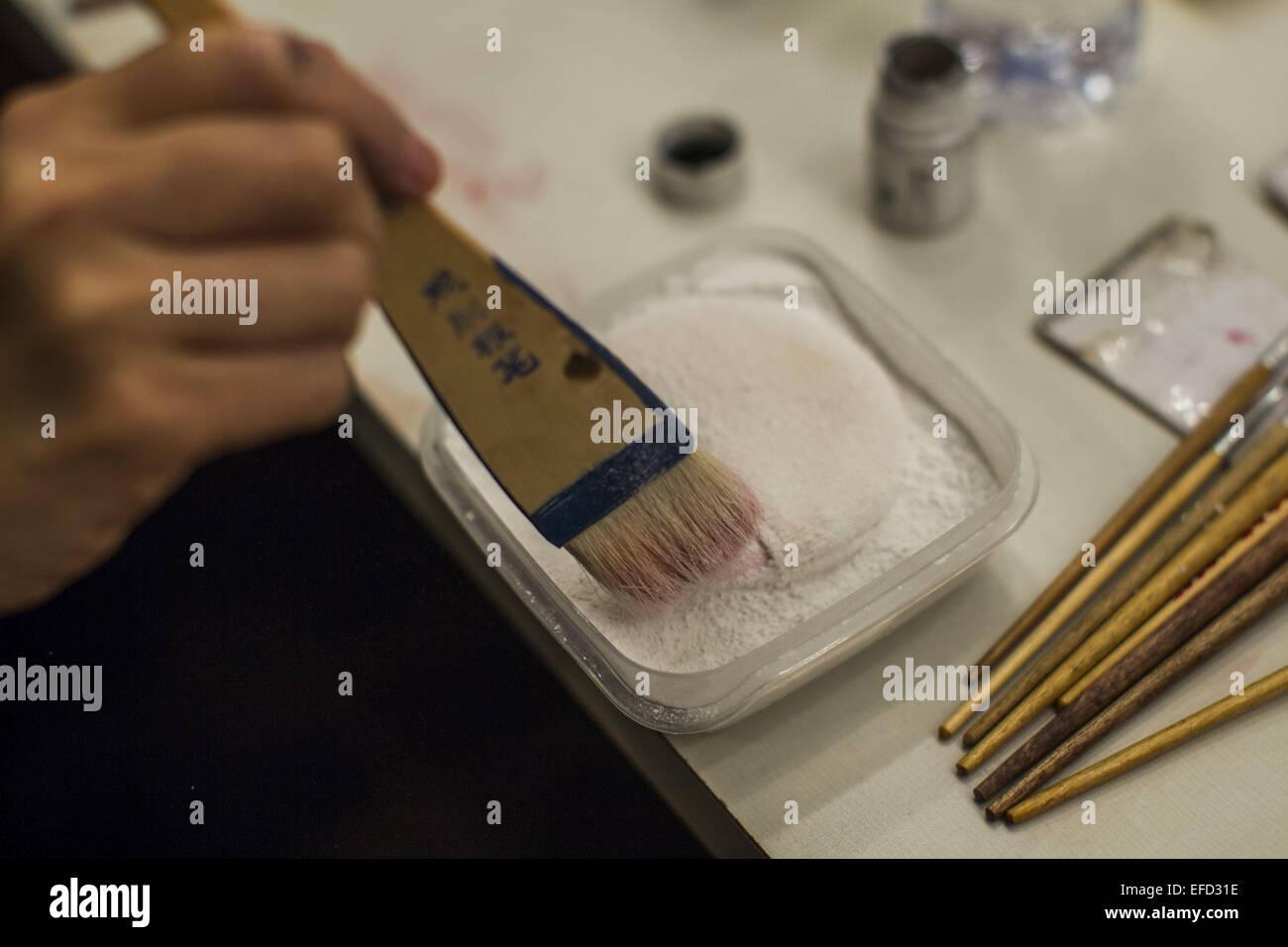 Los Angeles, California, USA. 31st Jan, 2015. The pigment is seen at ...