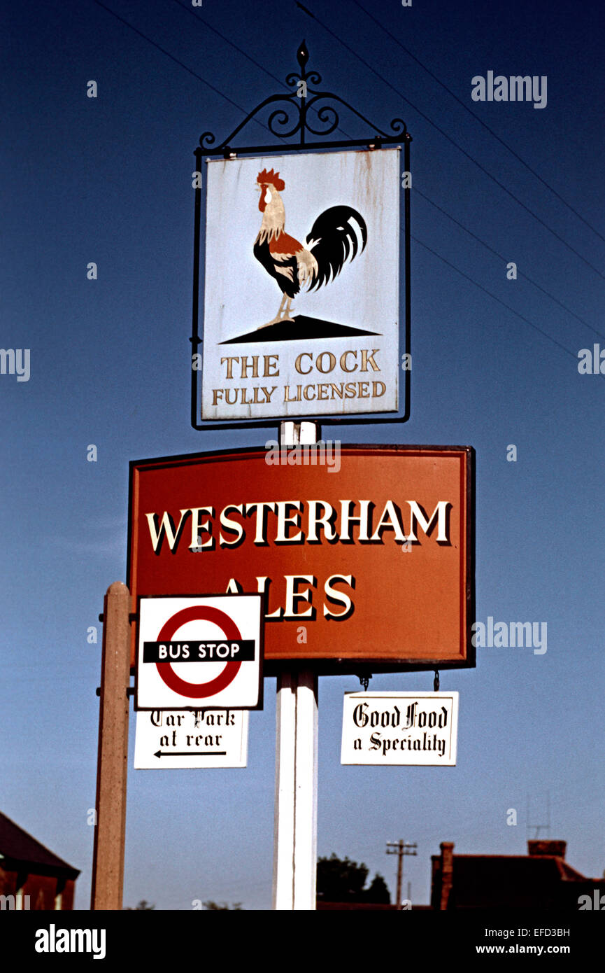 Old Pub Signs, The Cock, Idehill, Kent, Britain - 1960's Stock Photo ...