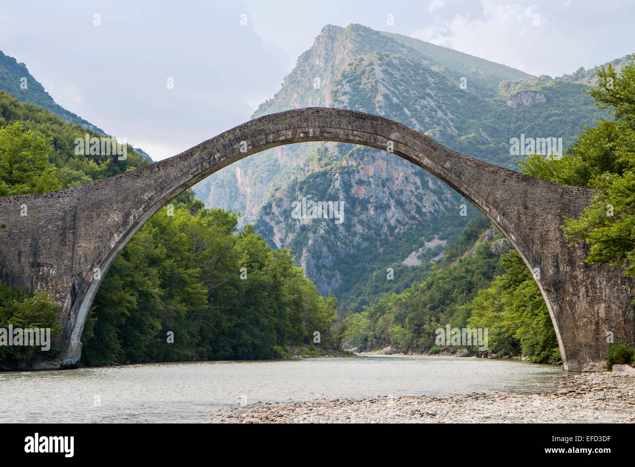 Historical stone bridge of Plaka at Epiros, Greece Stock Photo - Alamy