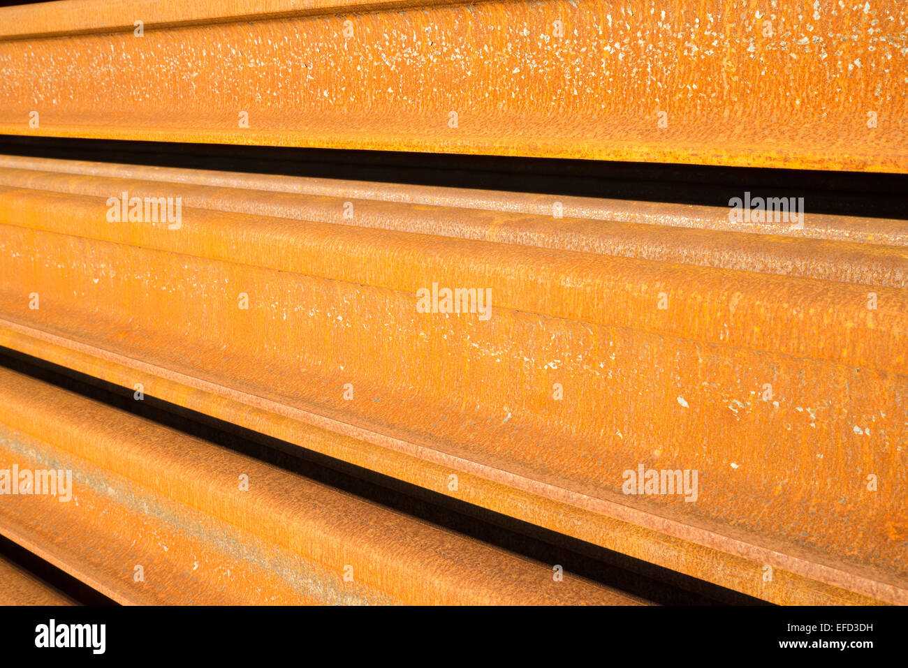 Full frame take of large rusty railroad rails Stock Photo - Alamy