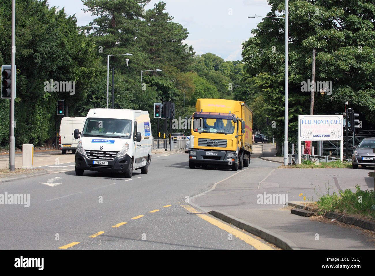 Traffic traveling along the A23 road in Coulsdon, Surrey, England Stock ...