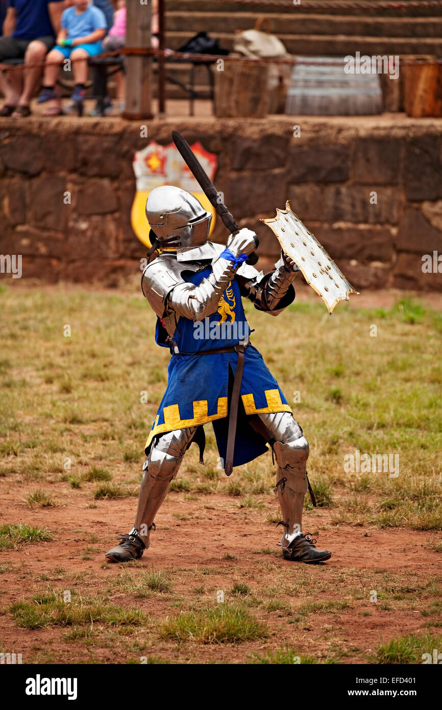 Ballarat Australia / A knight dressed in protective armour.Kryal Castle ...
