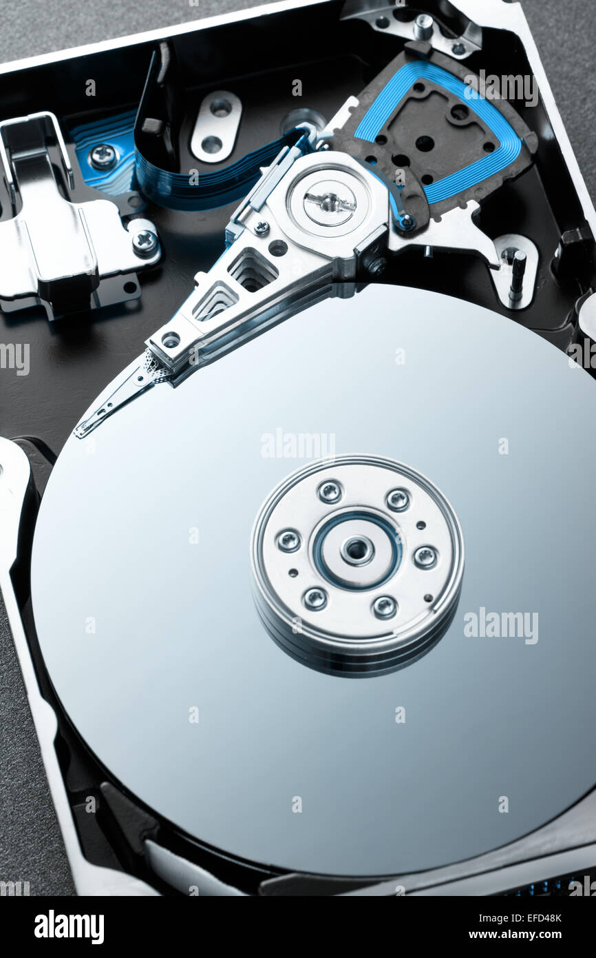 Close up of hardisk's internal mechanism hardware Stock Photo - Alamy