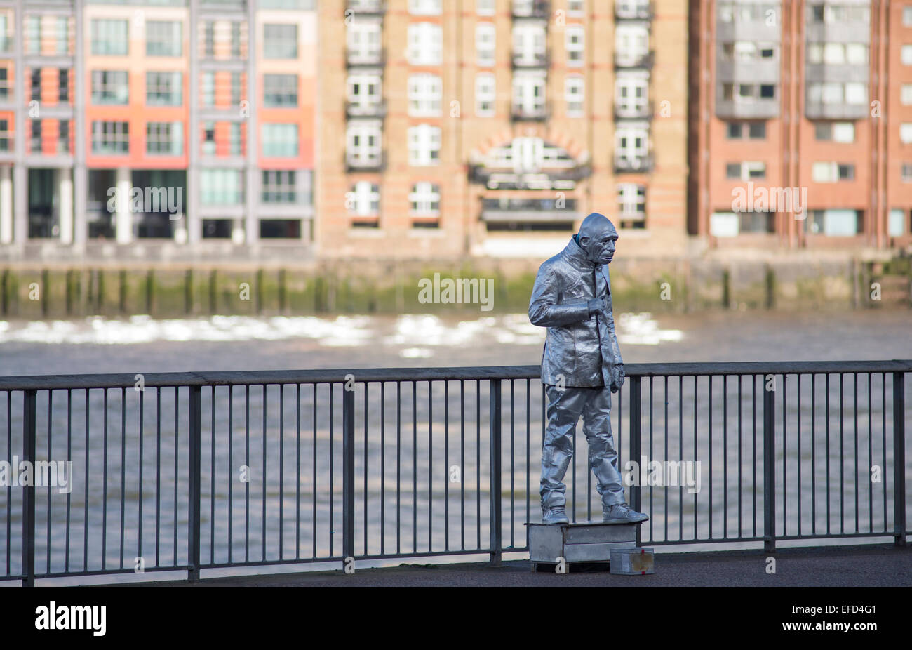 Living Statue street performer on the South Bank in London Stock Photo ...