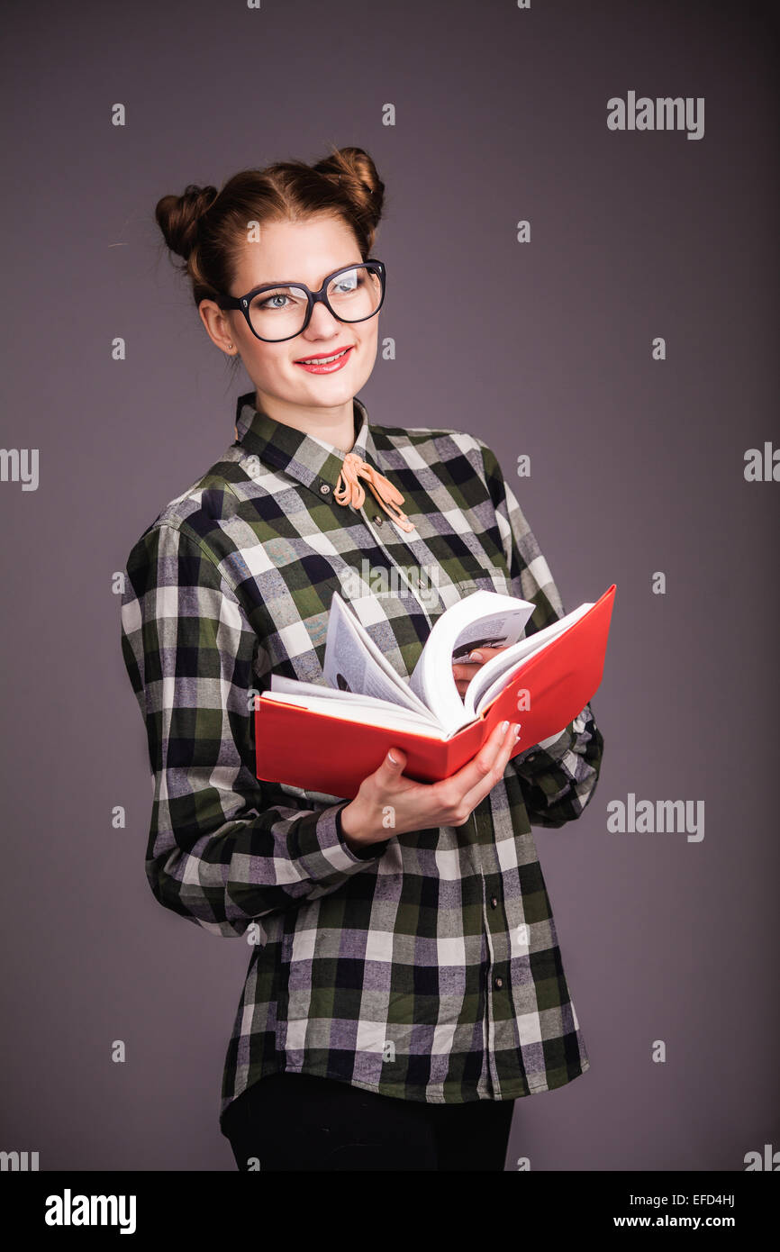 Girl with book Stock Photo - Alamy