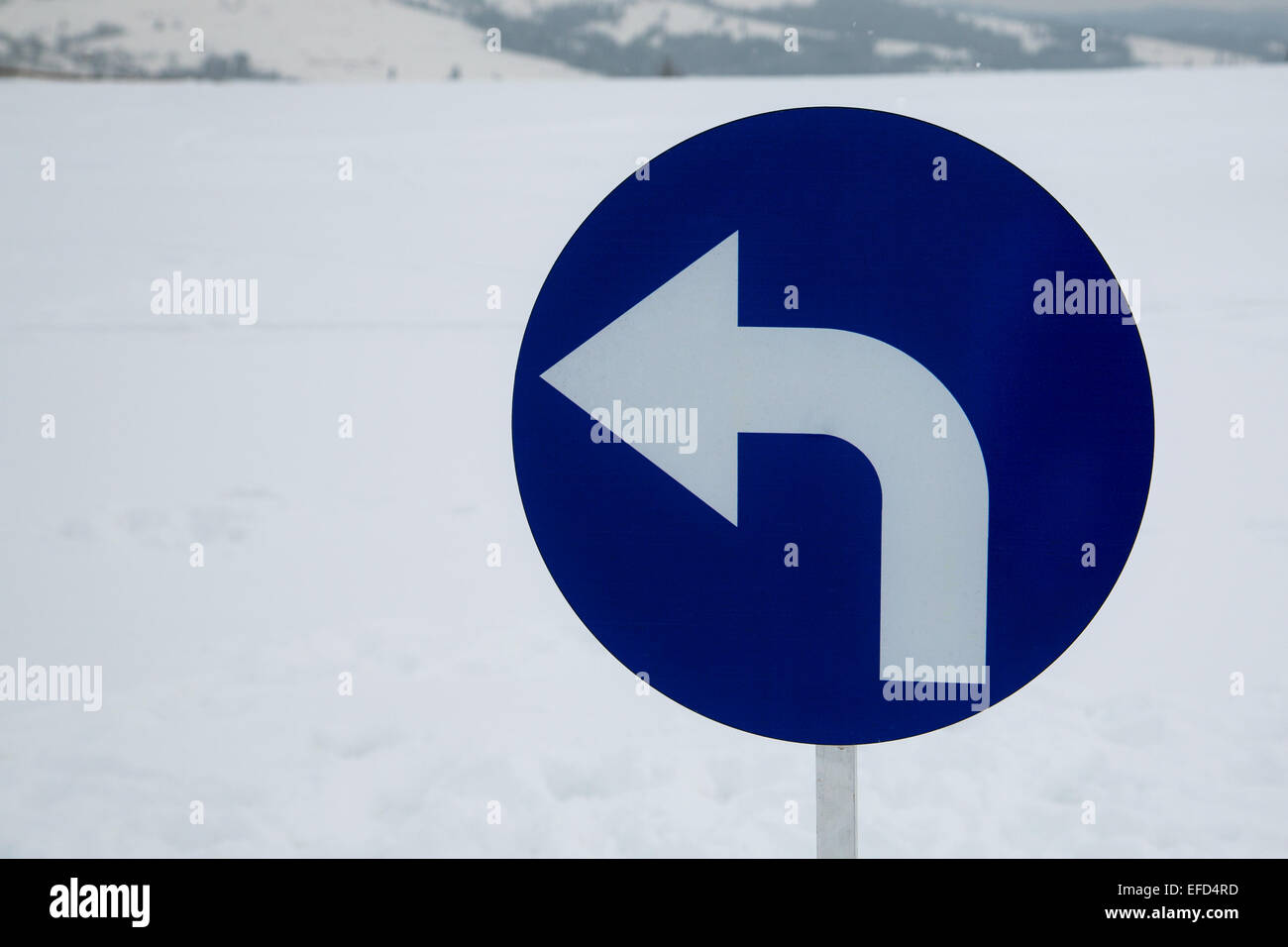 Turn left road sign hi-res stock photography and images - Alamy