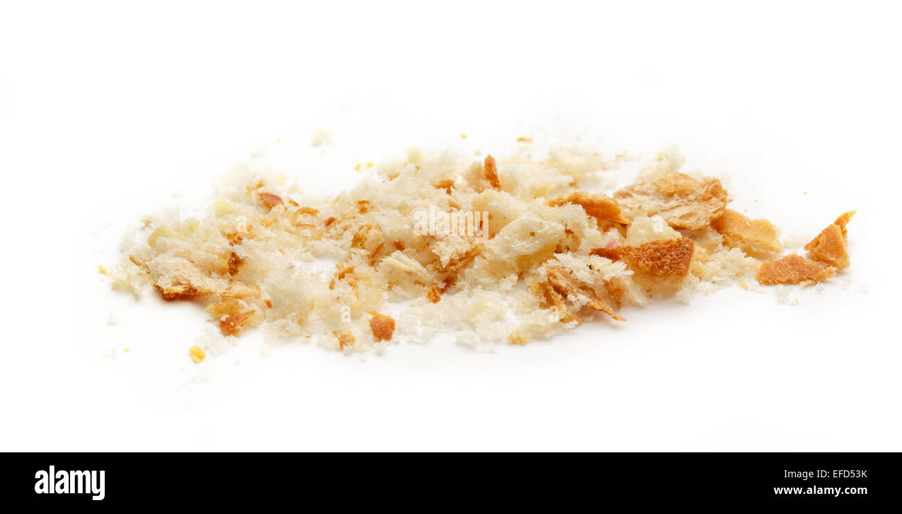Dried bread crumbs on the white background Stock Photo - Alamy